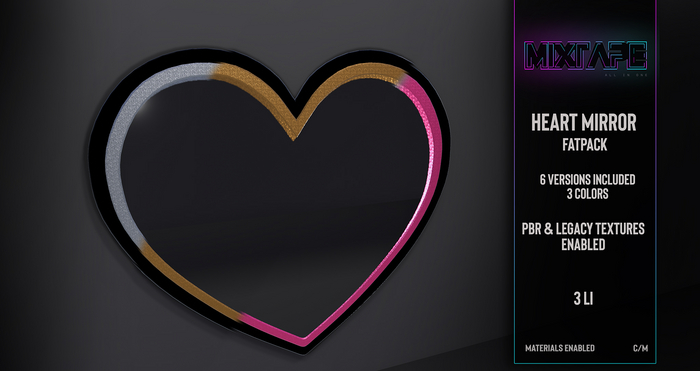 Second Life Marketplace - MIXTAPE Decor - heart mirror - FP